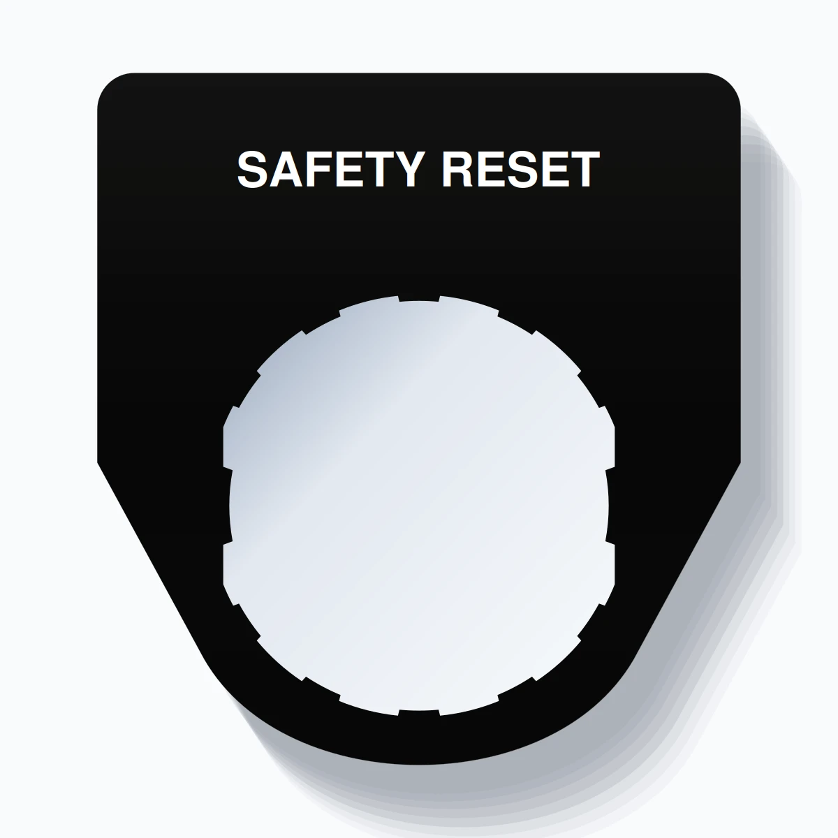 SAFETY RESET Push Button Legend Plate – 22mm White on Black (Schneider ...